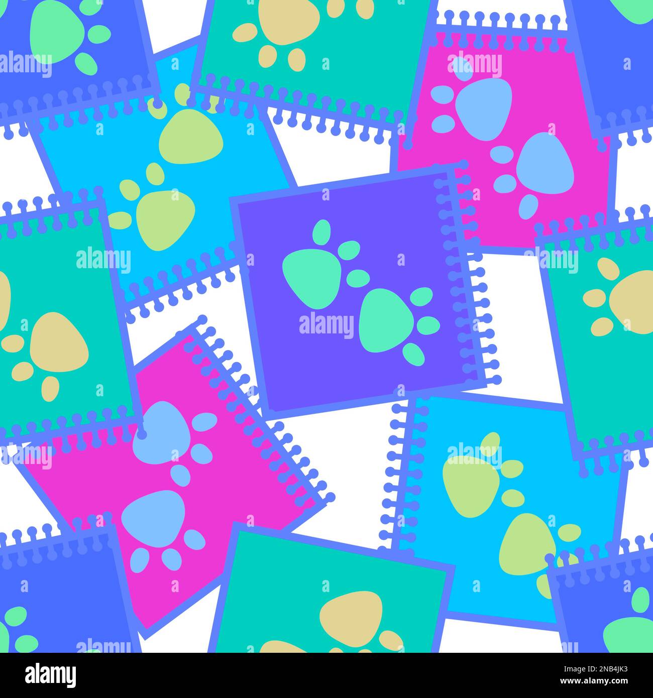 Cartoon animals seamless footprints dig and cat and polka dots and ...