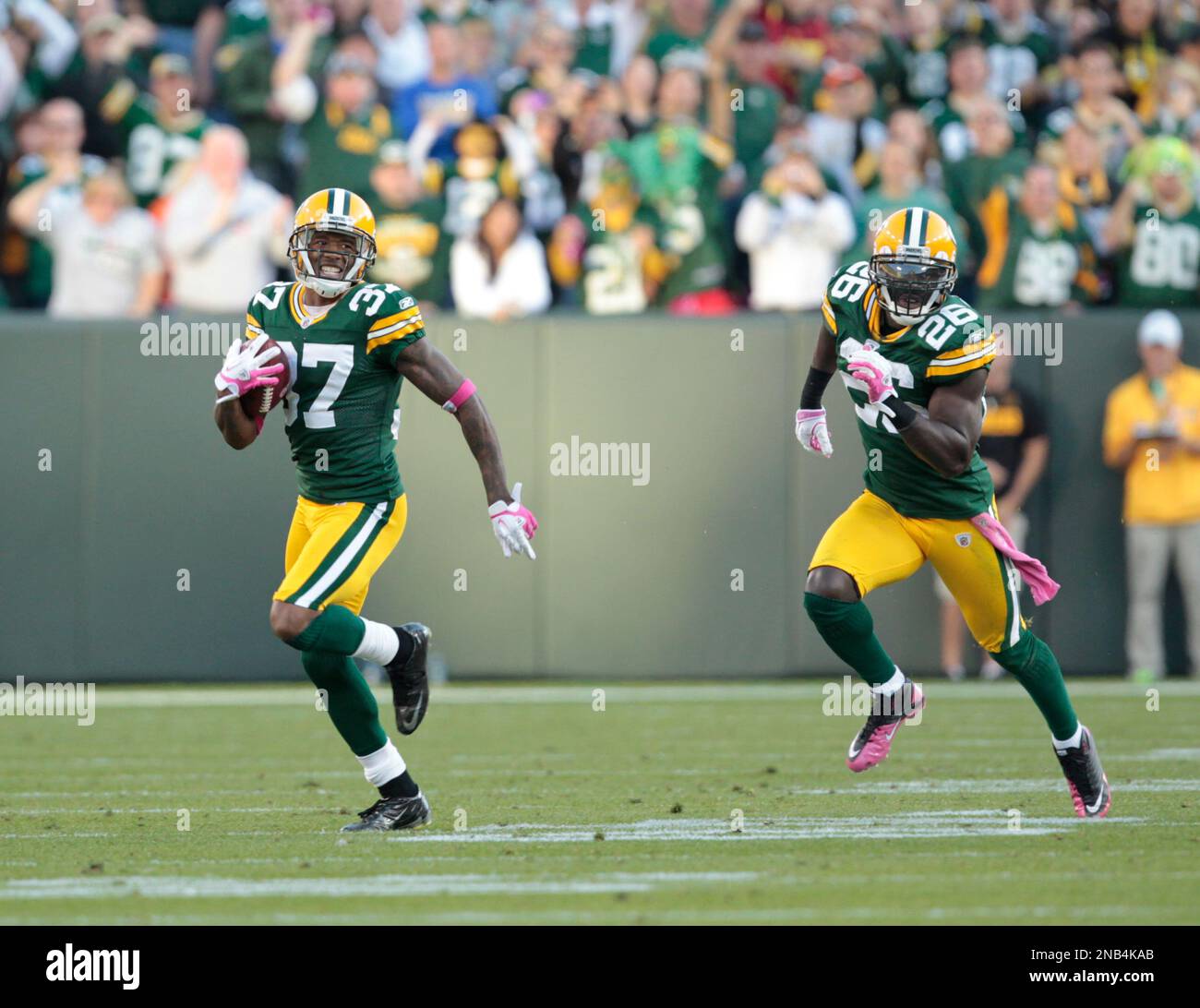 Green Bay Packers cornerback Sam Shields (37) and strong safety Charlie ...