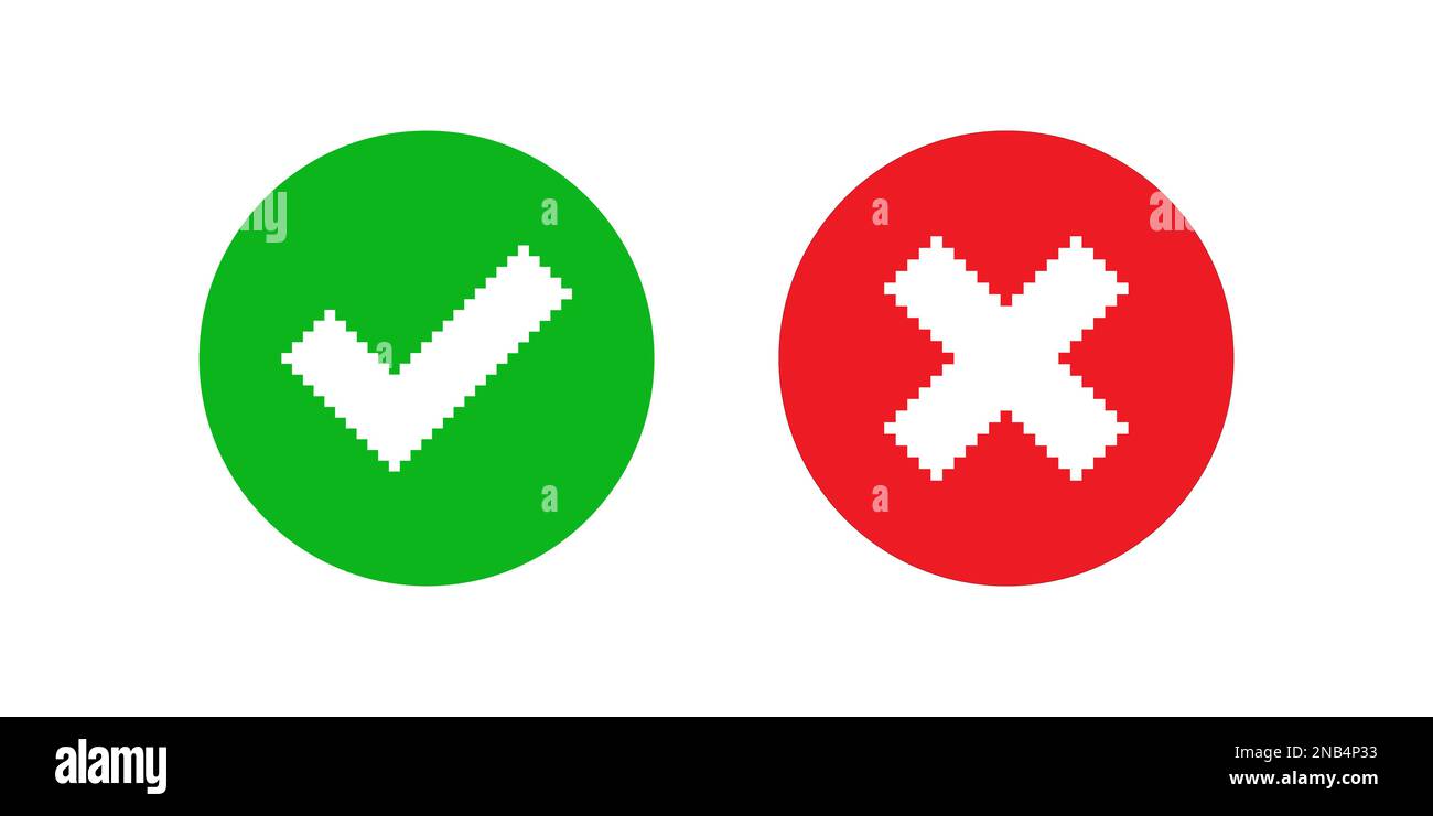 Check mark pixel icon vector set, yes and no Stock Vector Image & Art ...