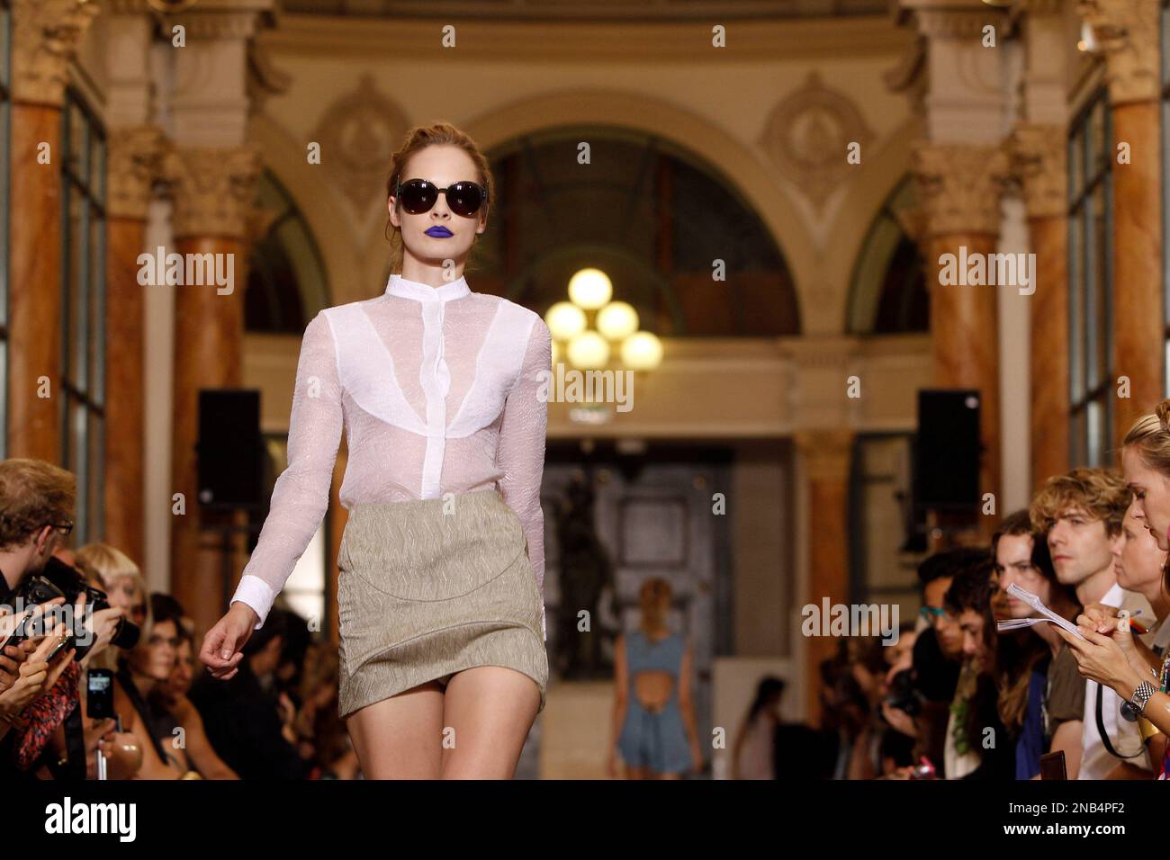 A model wears a creation by Netherlands fashion designer Steffie ...