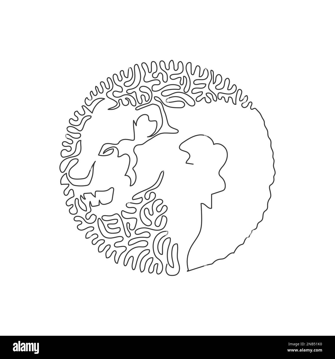 Continuous curve one line drawing of a gruesome panther. Abstract art ...