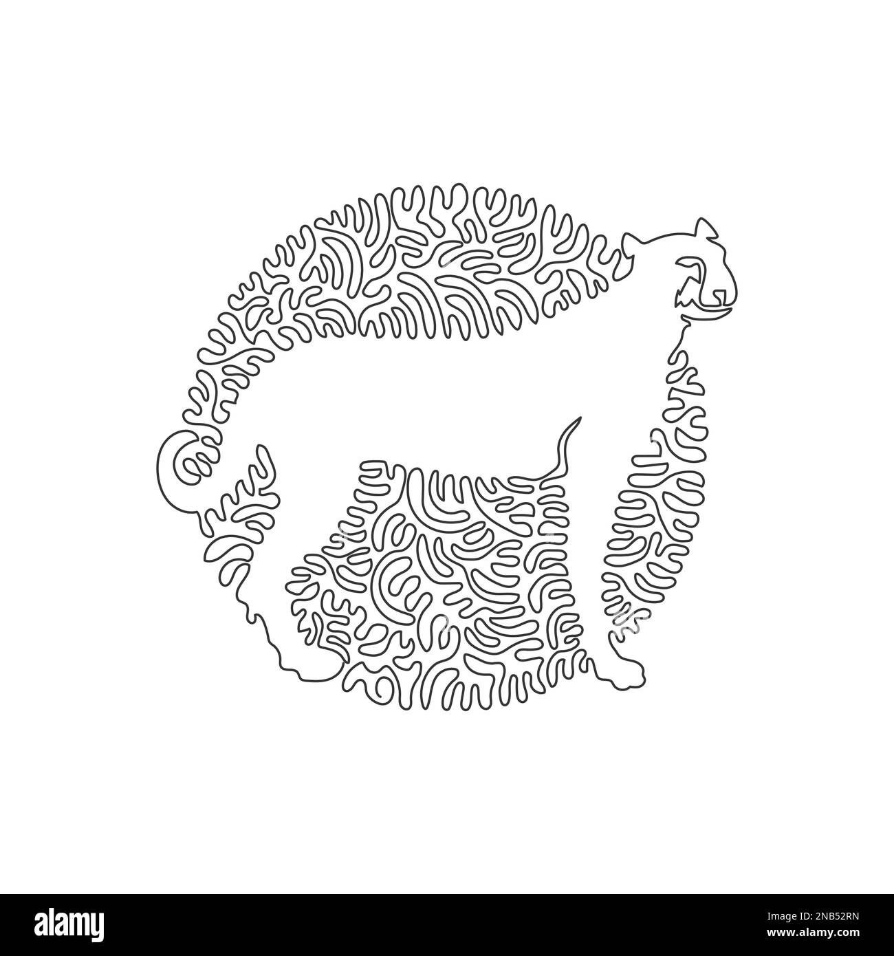 Continuous One Curve Line Drawing Agile Body Of The Cheetah Single Line Editable Stroke Vector