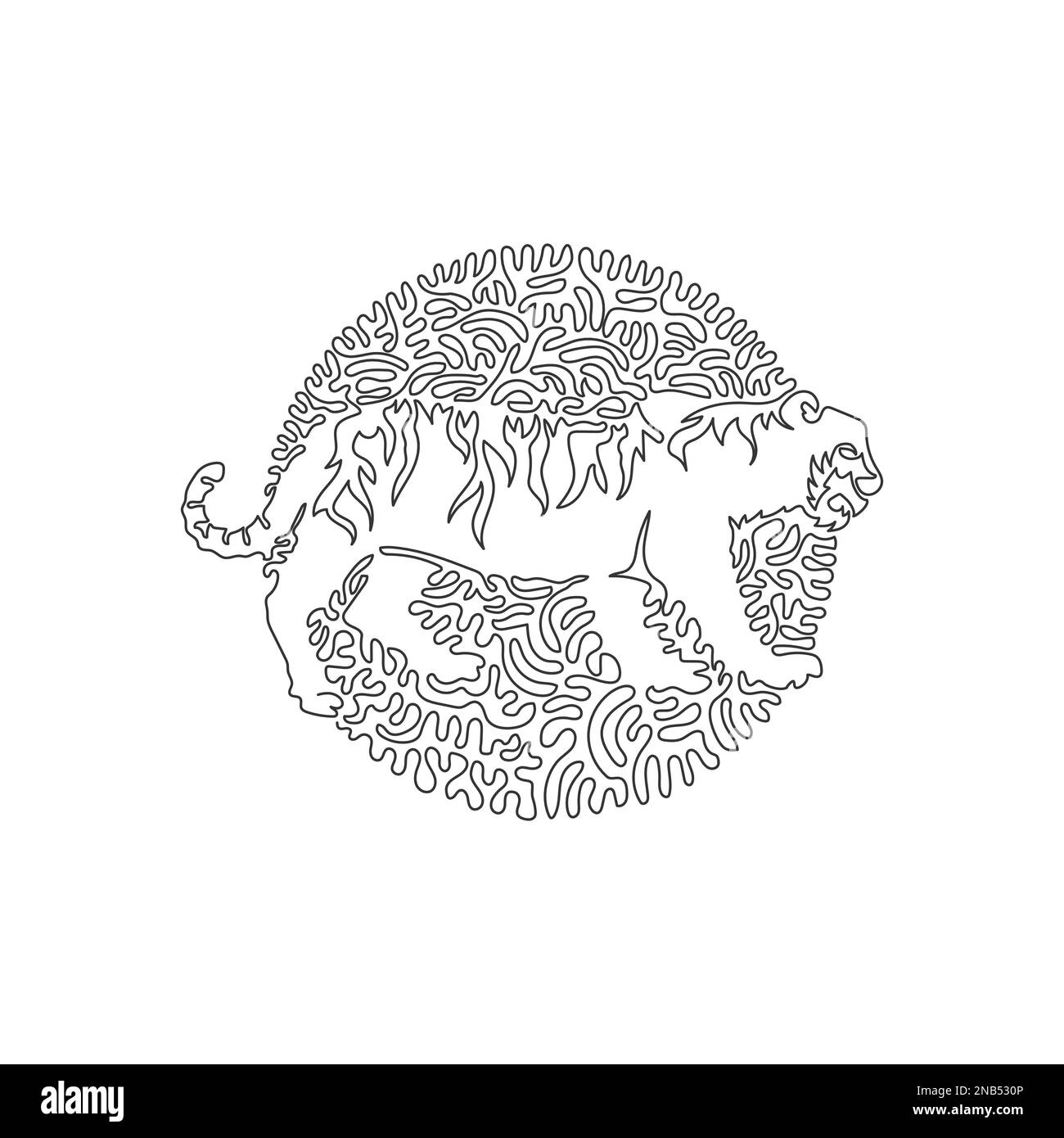 Continuous One Curve Line Drawing The Tiger Has A Strong Forelimb Single Line Editable Stroke