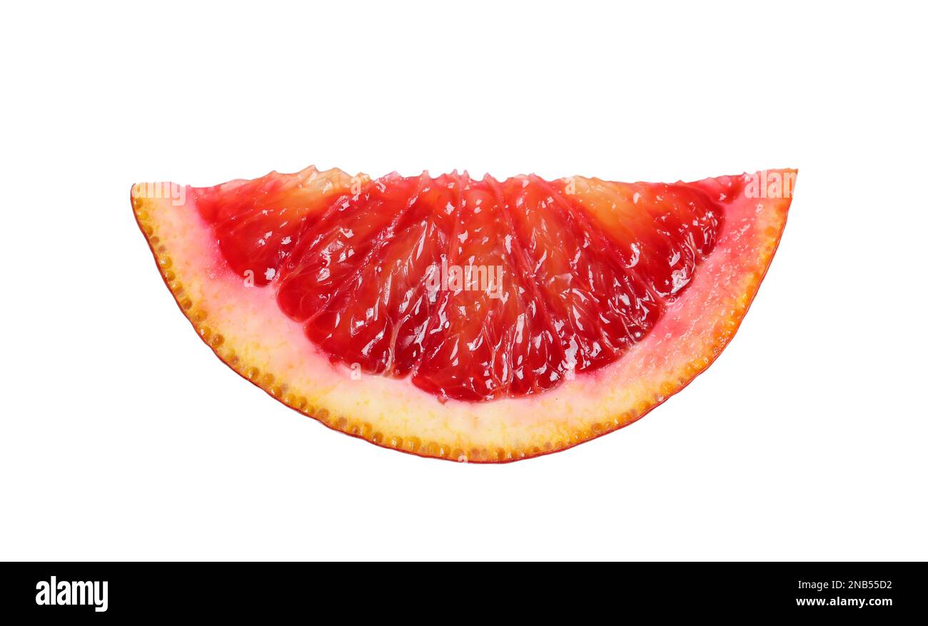 Cut ripe red orange isolated on white Stock Photo - Alamy