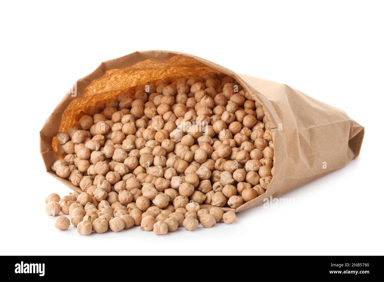 Raw chickpeas in bag on white background Stock Photo - Alamy