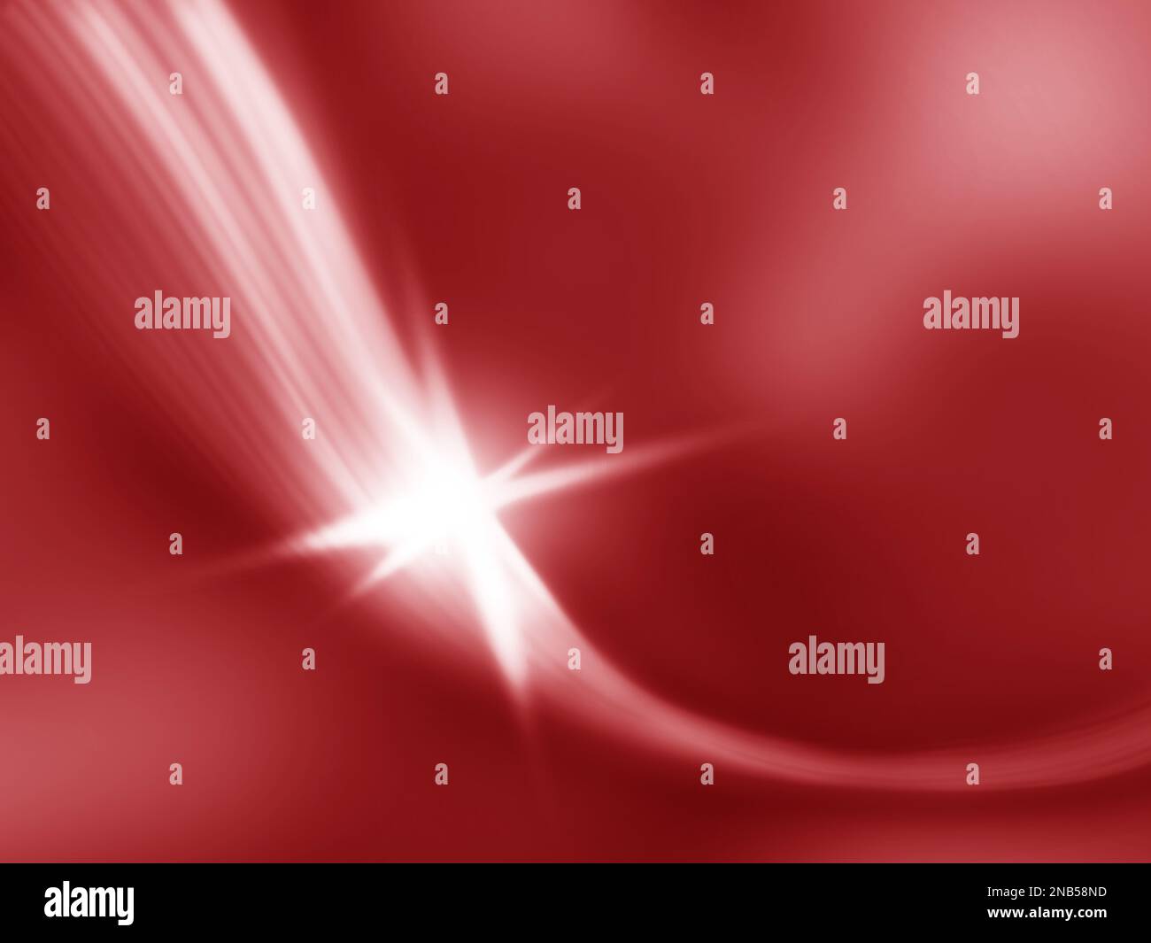 A digital render of a glowing twinkling white light on a red background ...