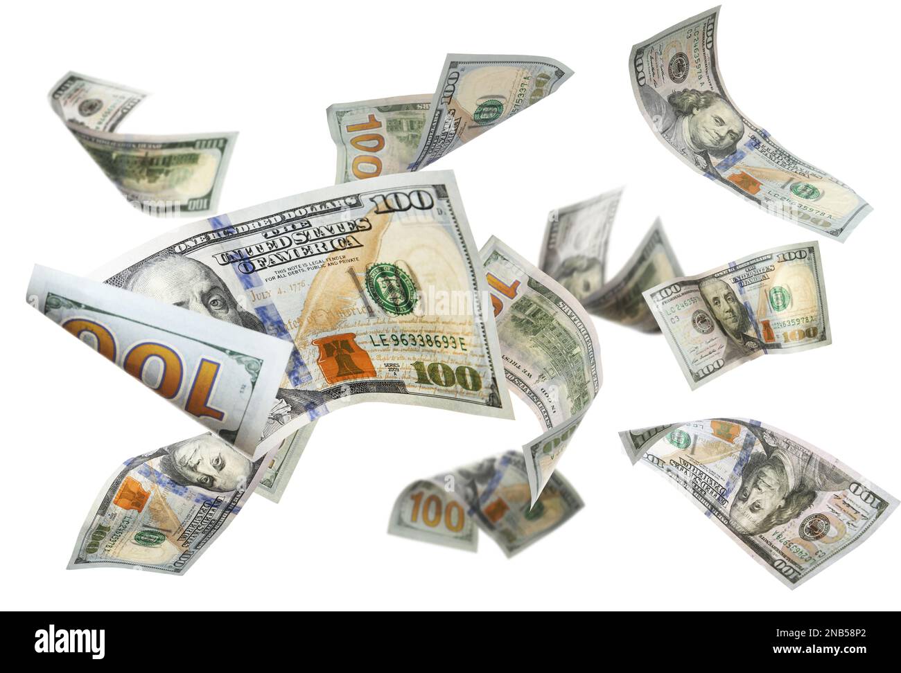 Dollar banknotes flying on white background, collage Stock Photo - Alamy