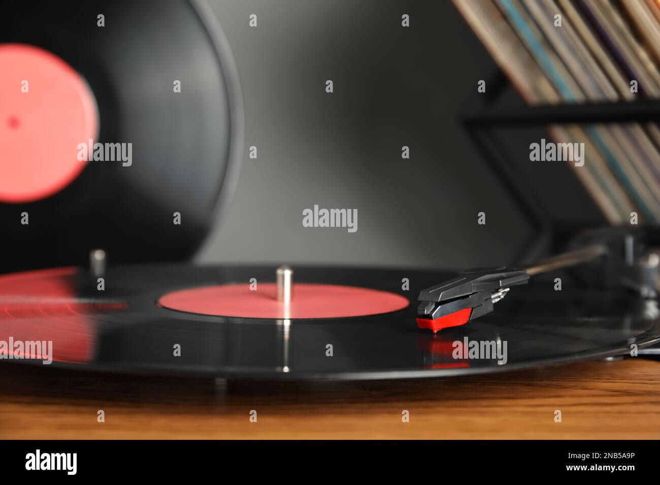 Modern vinyl record player with disc, closeup Stock Photo - Alamy