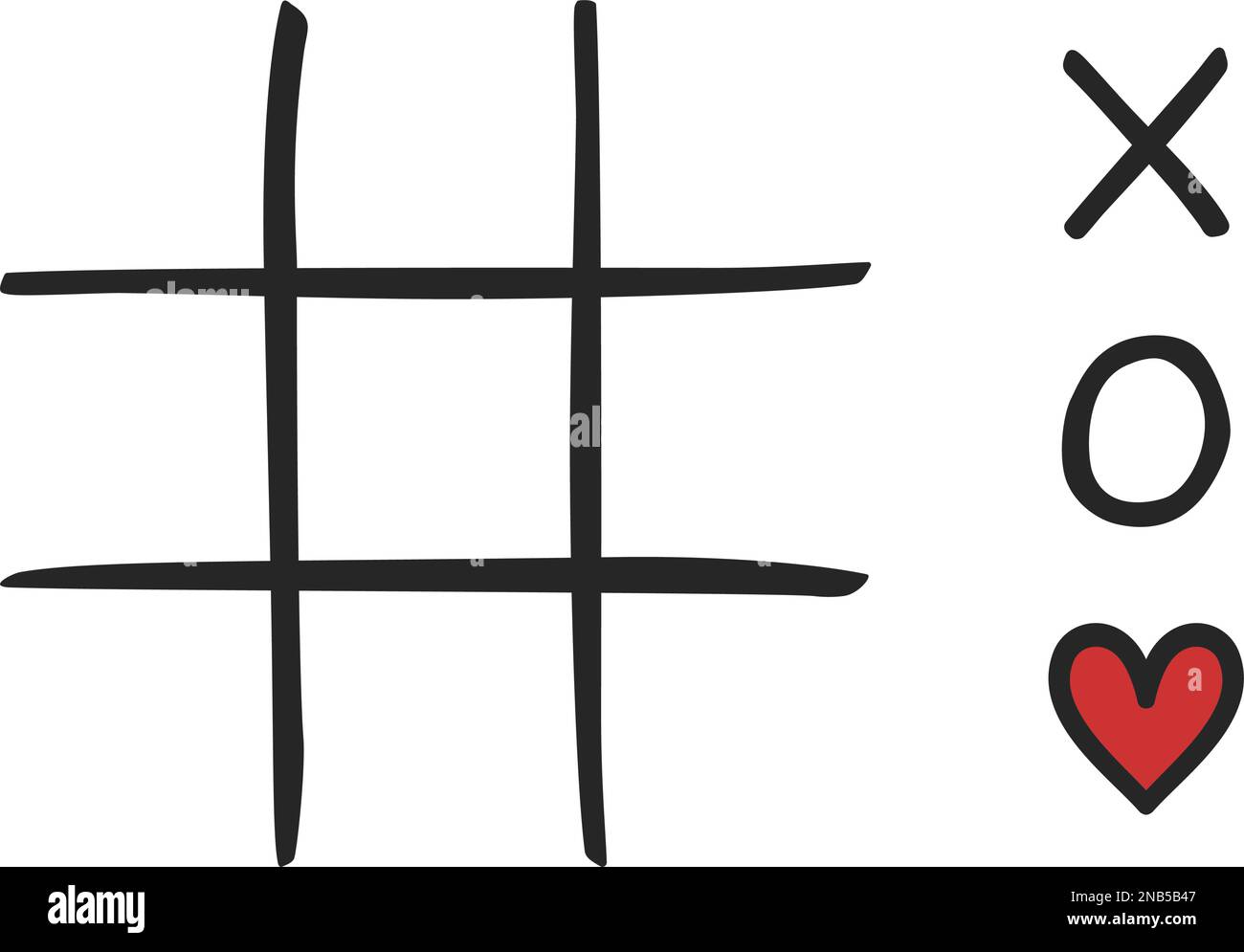 Tic Tac Toe or Naughts and Crosses blank game board with hearts as ...