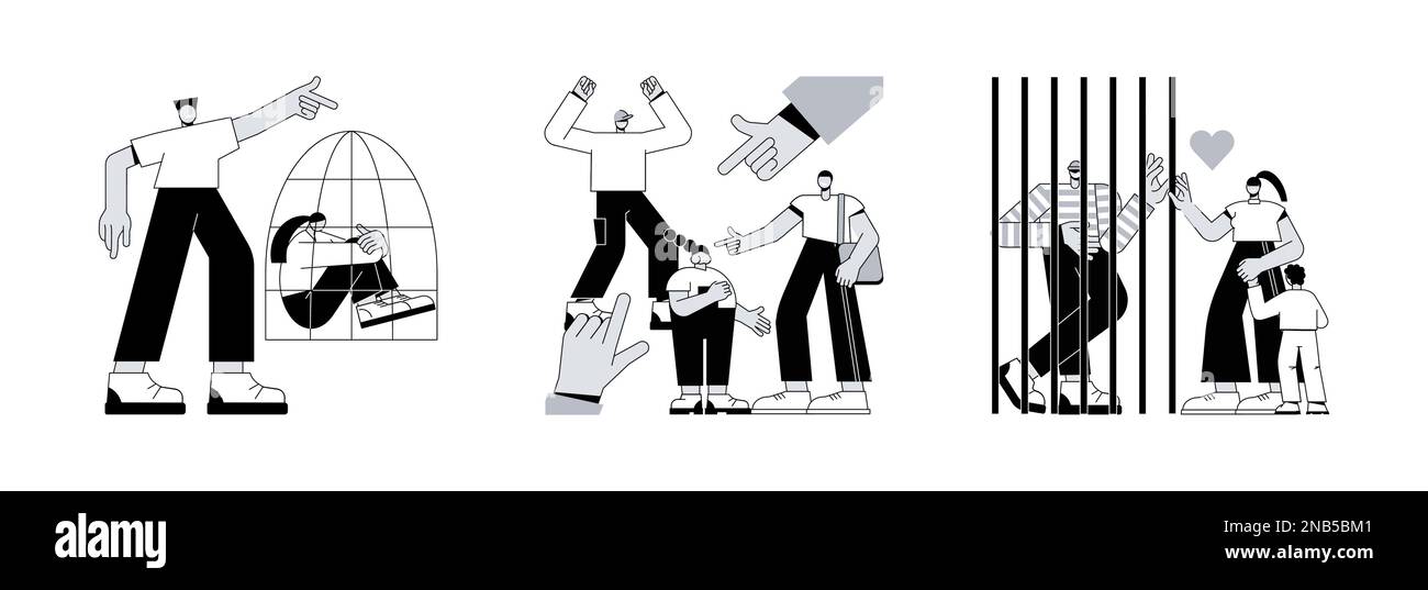 Harrasment abstract concept vector illustration set. Domestic and youth ...