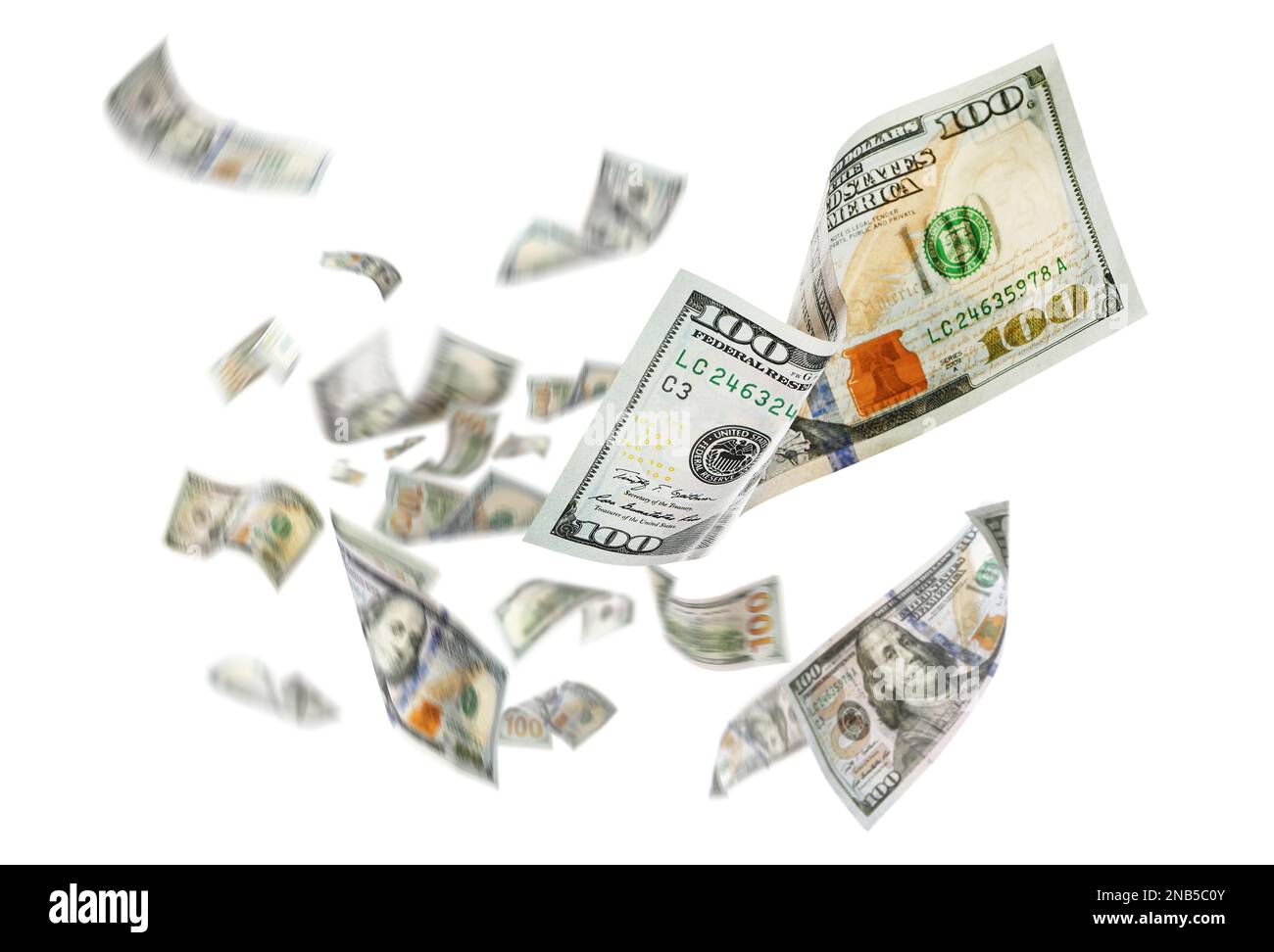 Dollar banknotes flying on white background, collage Stock Photo - Alamy