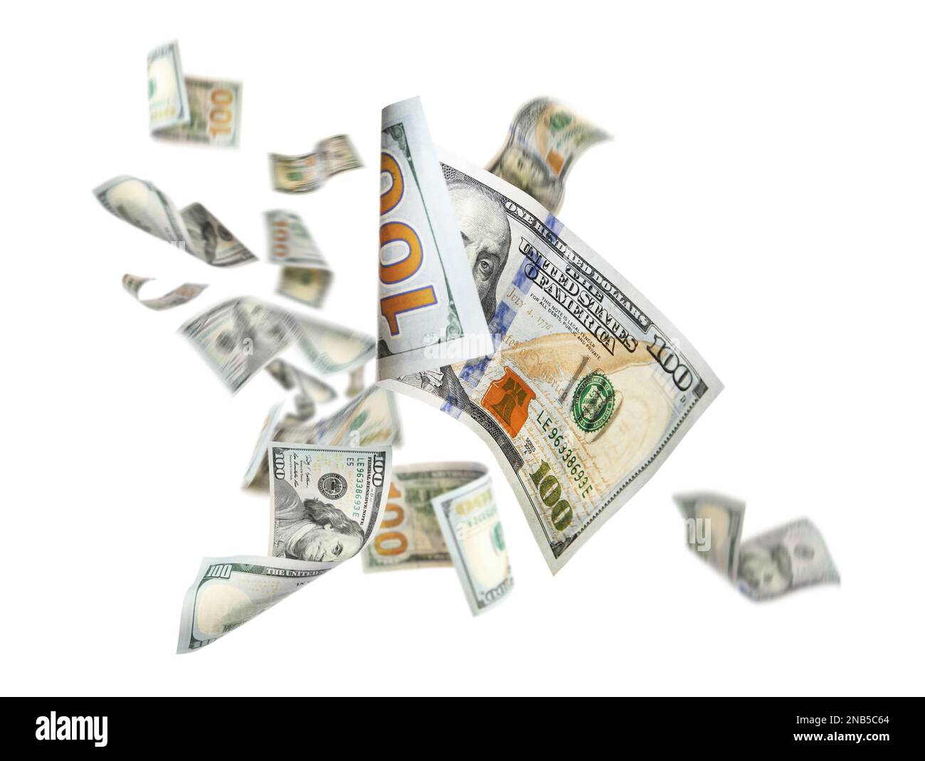 Dollar banknotes flying on white background, collage Stock Photo - Alamy