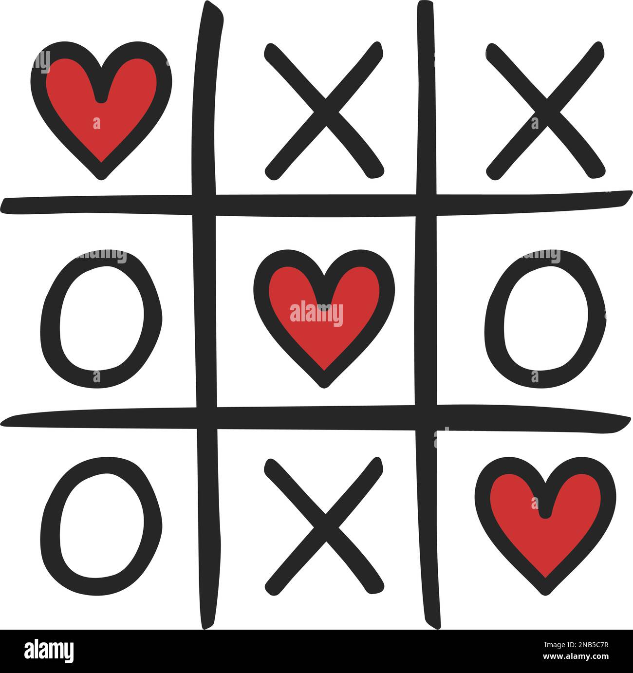 Tic Tac Toe or Naughts and Crosses game with hearts as concept for love ...