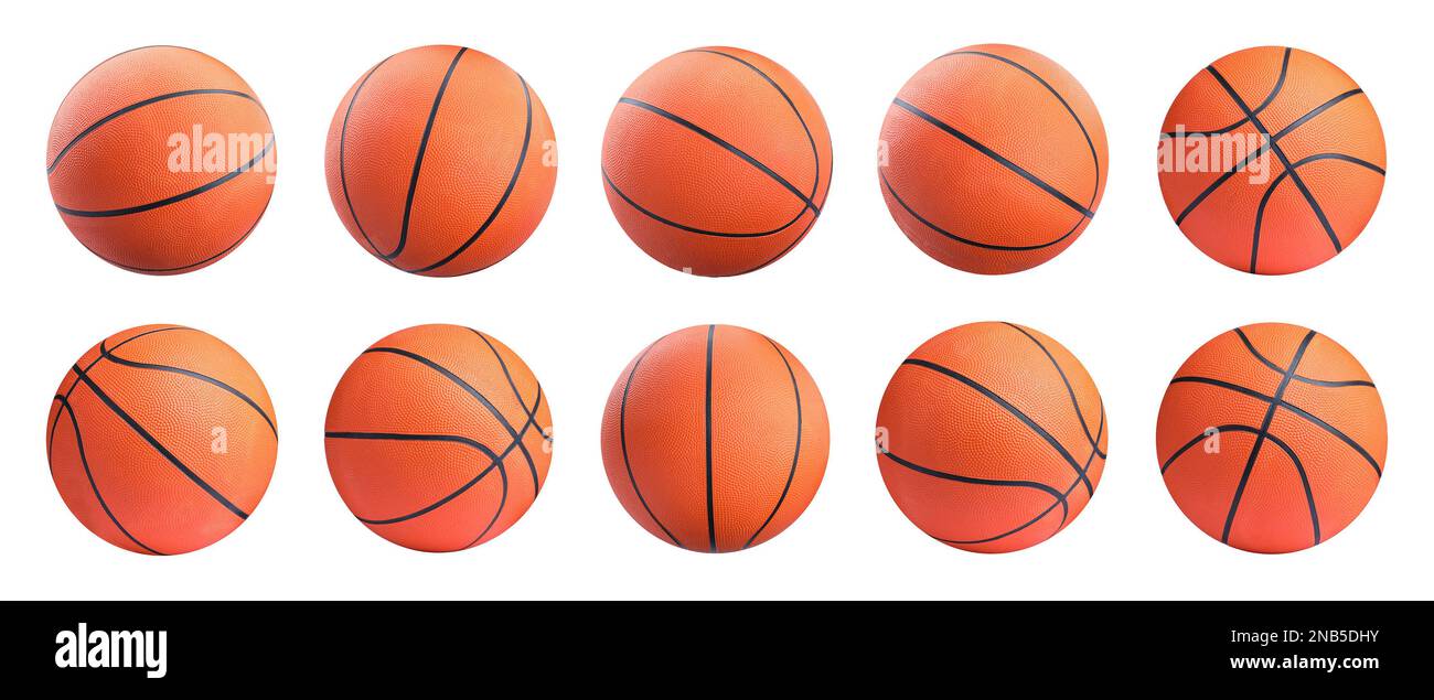 Set with bright basketball balls on white background. Banner design ...