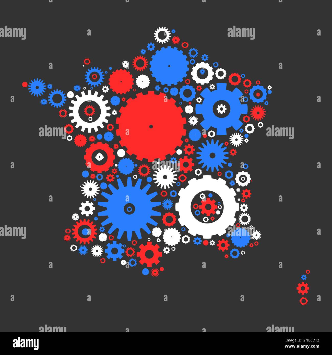France map silhouette mosaic of cogs and gears. Illustration in ...