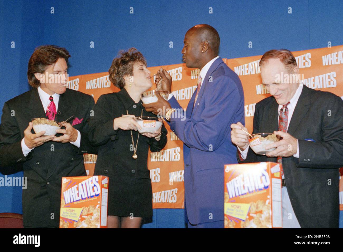 Michael Jordan feeds Mary Lou Retton a spoonful of the new Wheaties ...