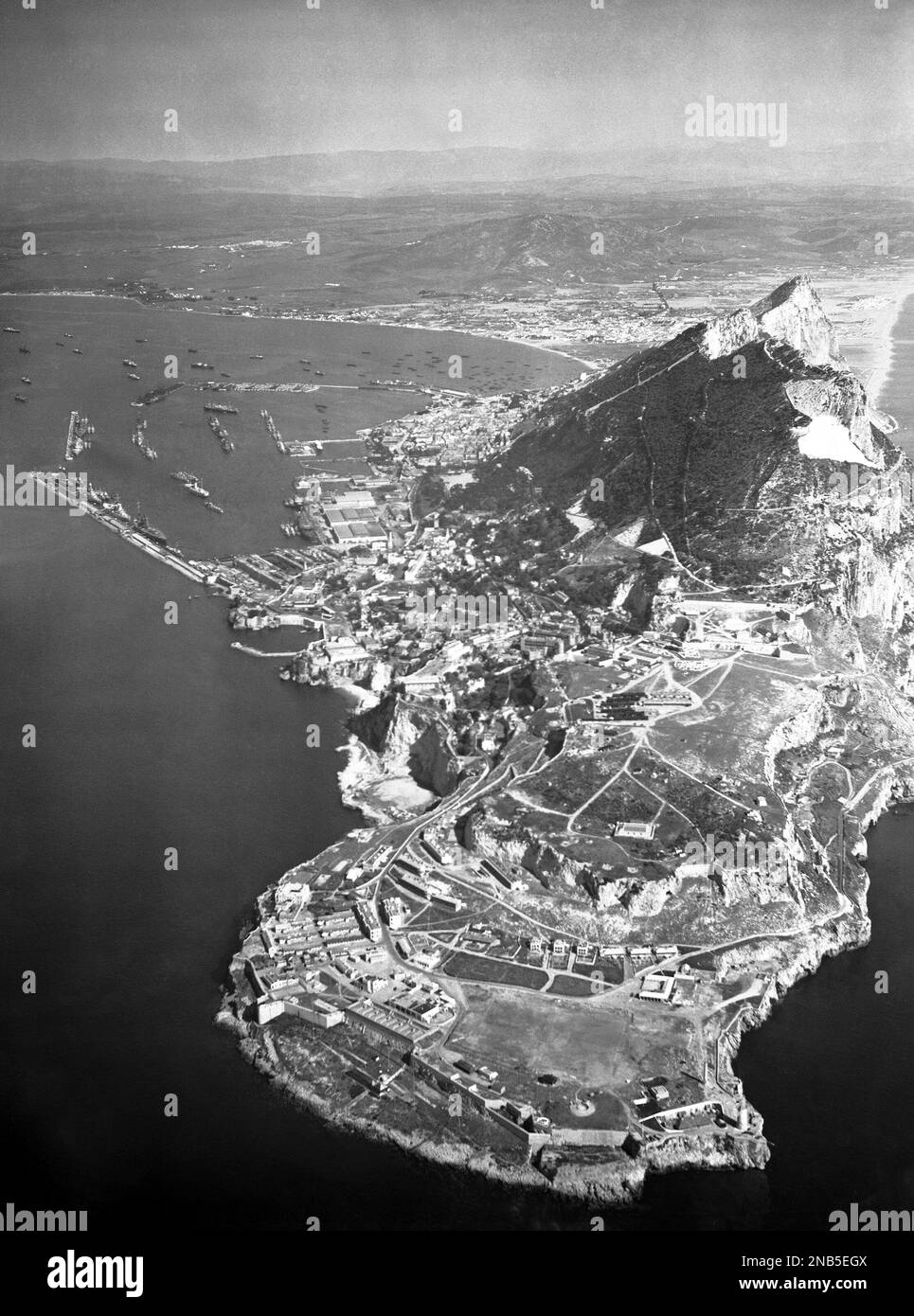 Aerial view of Gibraltar, in 1938. (AP Photo Stock Photo - Alamy