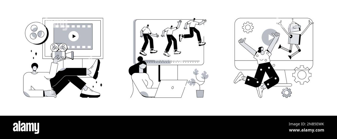 Video post production abstract concept vector illustration set. Video ...