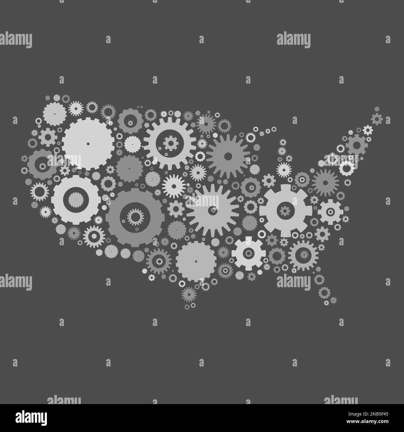 United States od America map silhouette mosaic of cogs and gears. Black ...