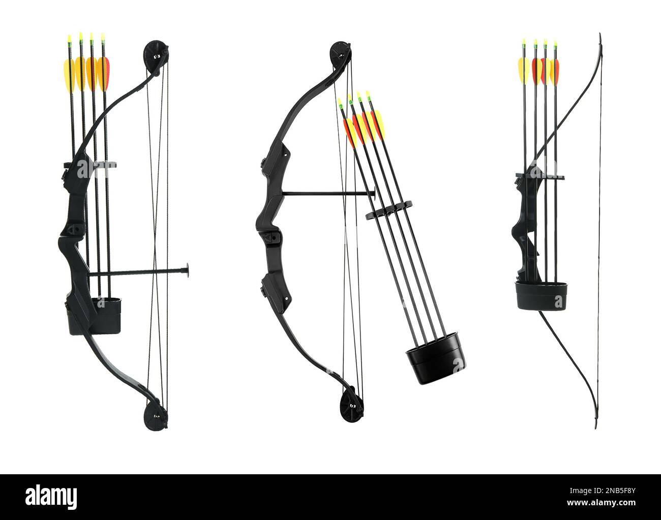 Set with bows and arrows on white background Stock Photo - Alamy