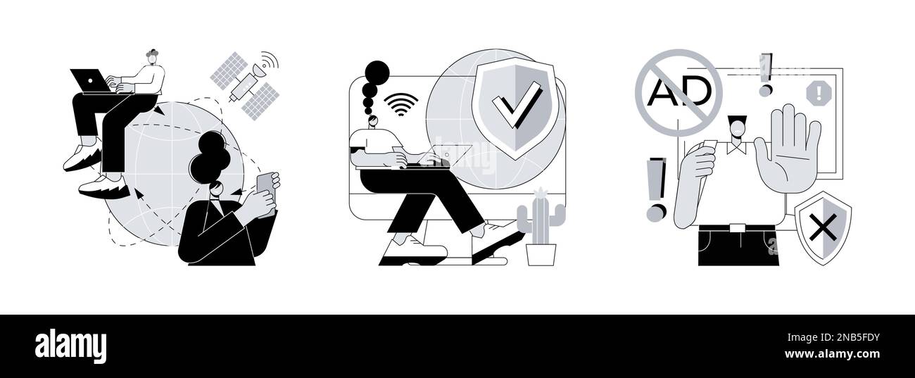 Network Access Abstract Concept Vector Illustration Set Global Web Connection Vpn Access Ad