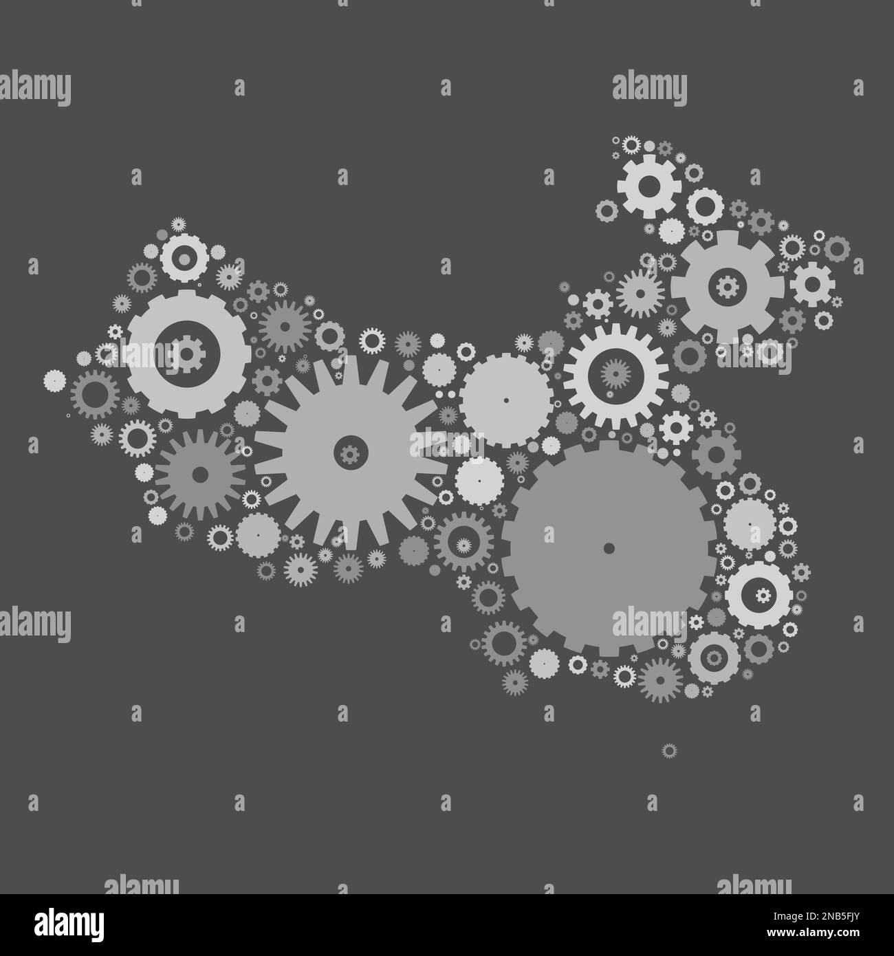 China map silhouette mosaic of cogs and gears. Black vector ...