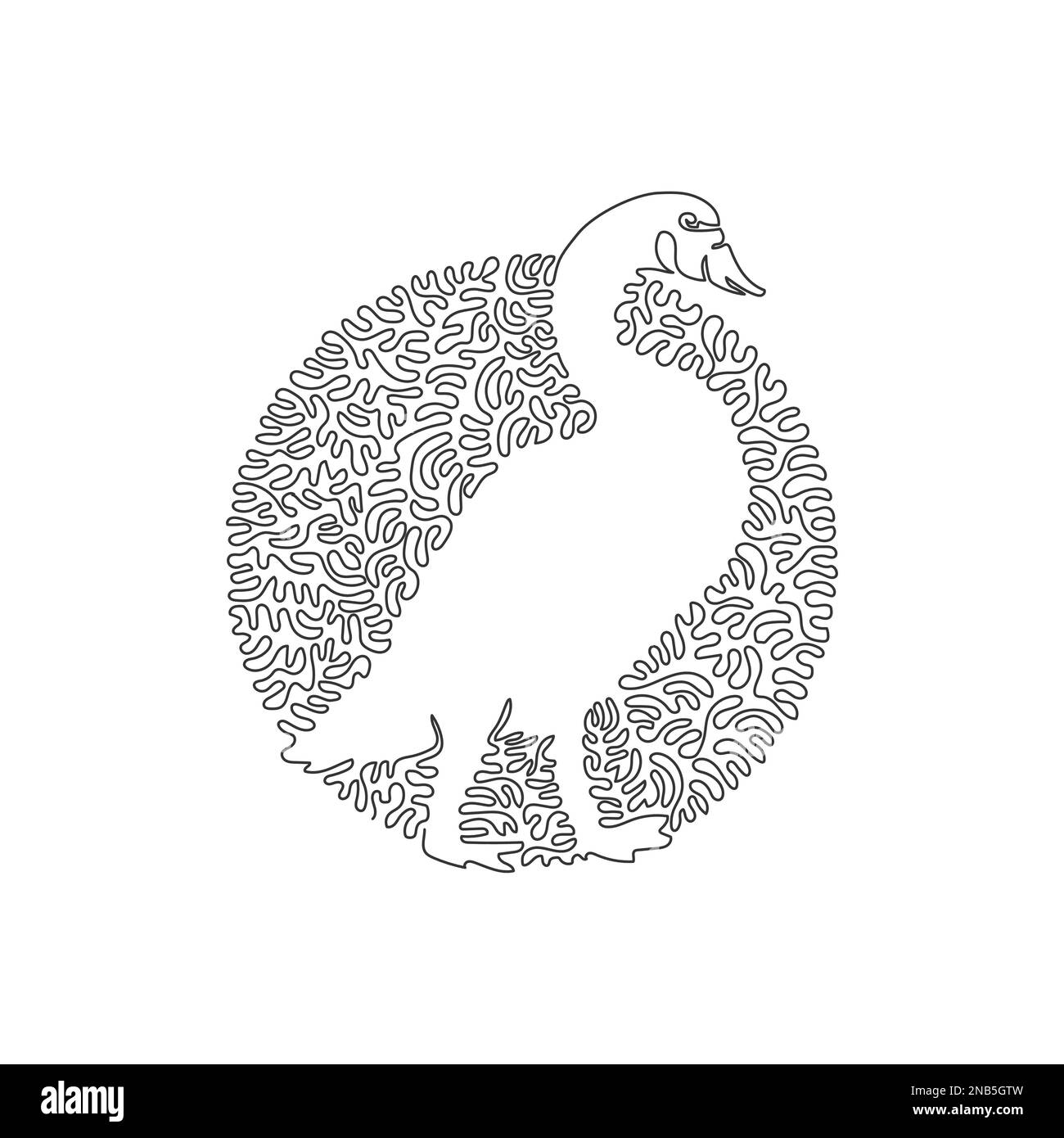 Continuous One Curve Line Drawing Of Funny Swan Of Abstract Art Single Line Editable Stroke