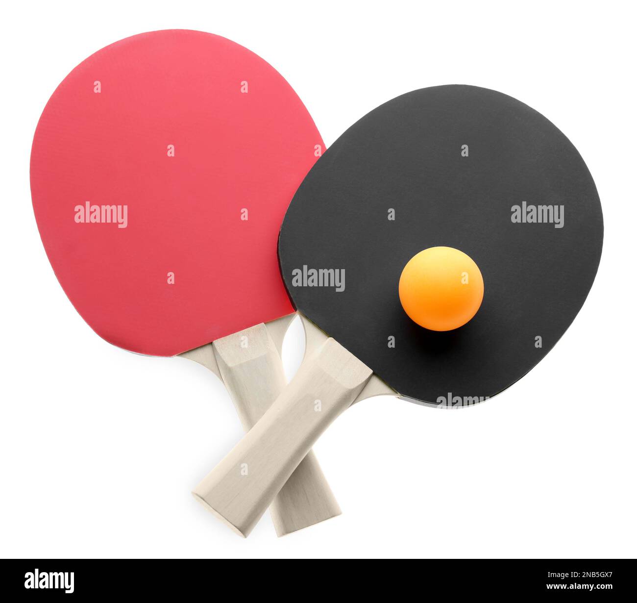 Ping pong rackets and ball isolated on white, top view Stock Photo - Alamy