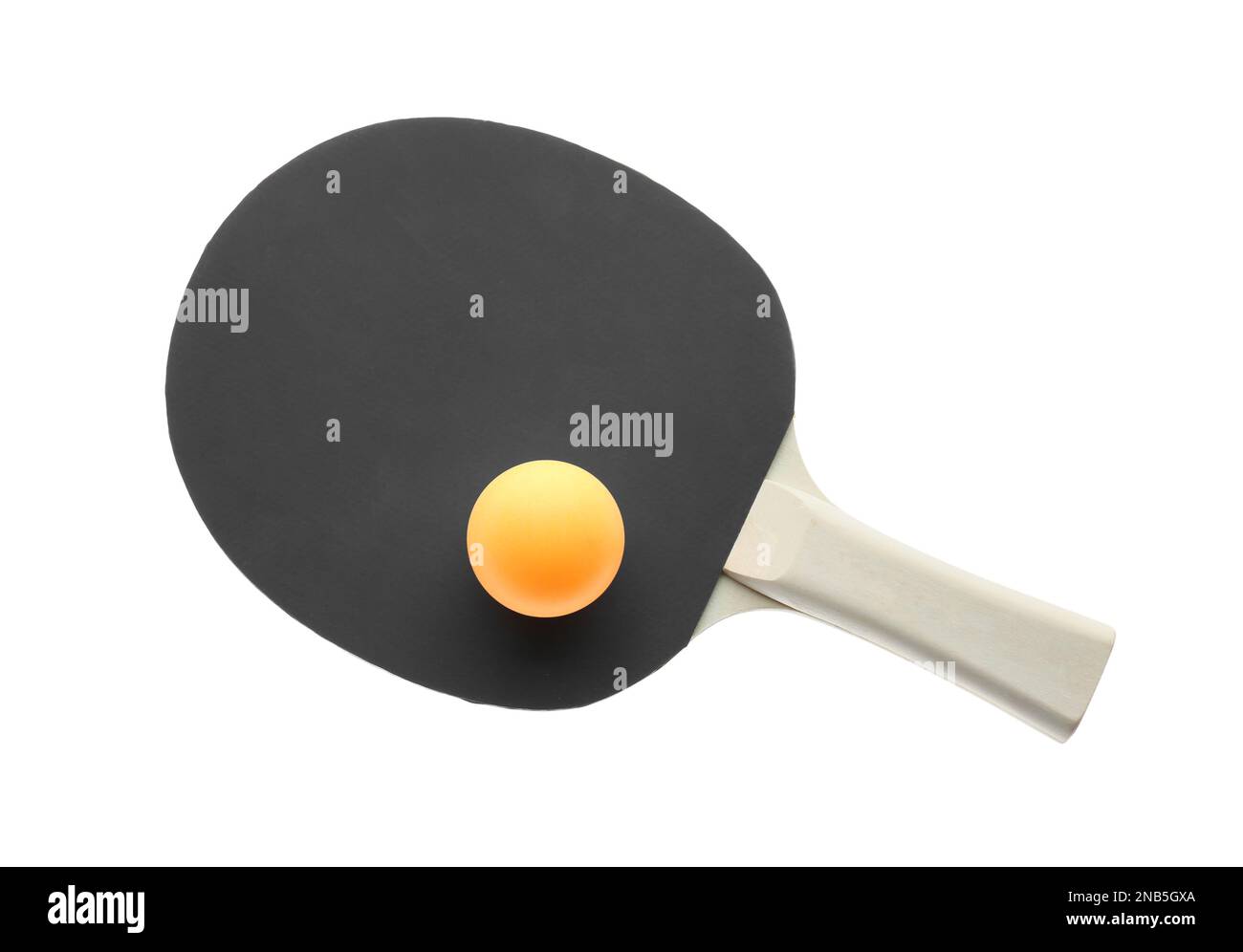 Ping pong racket and ball isolated on white, top view Stock Photo - Alamy