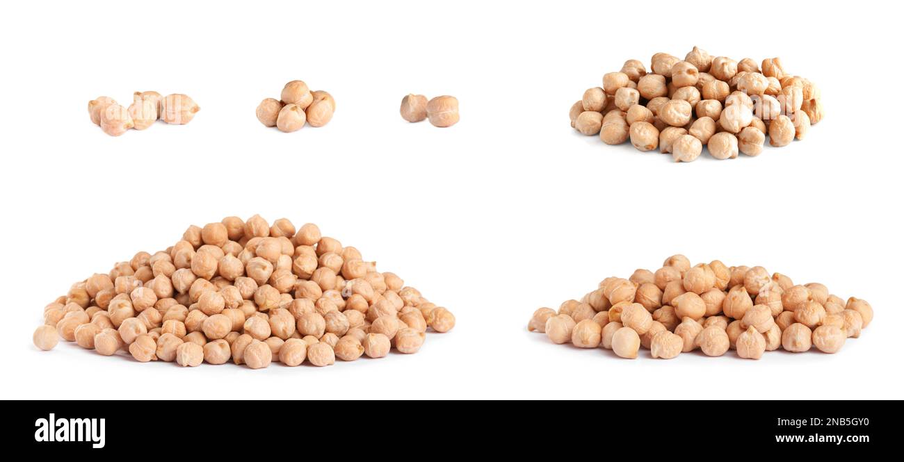 Set with raw chickpeas on white background. Banner design Stock Photo ...
