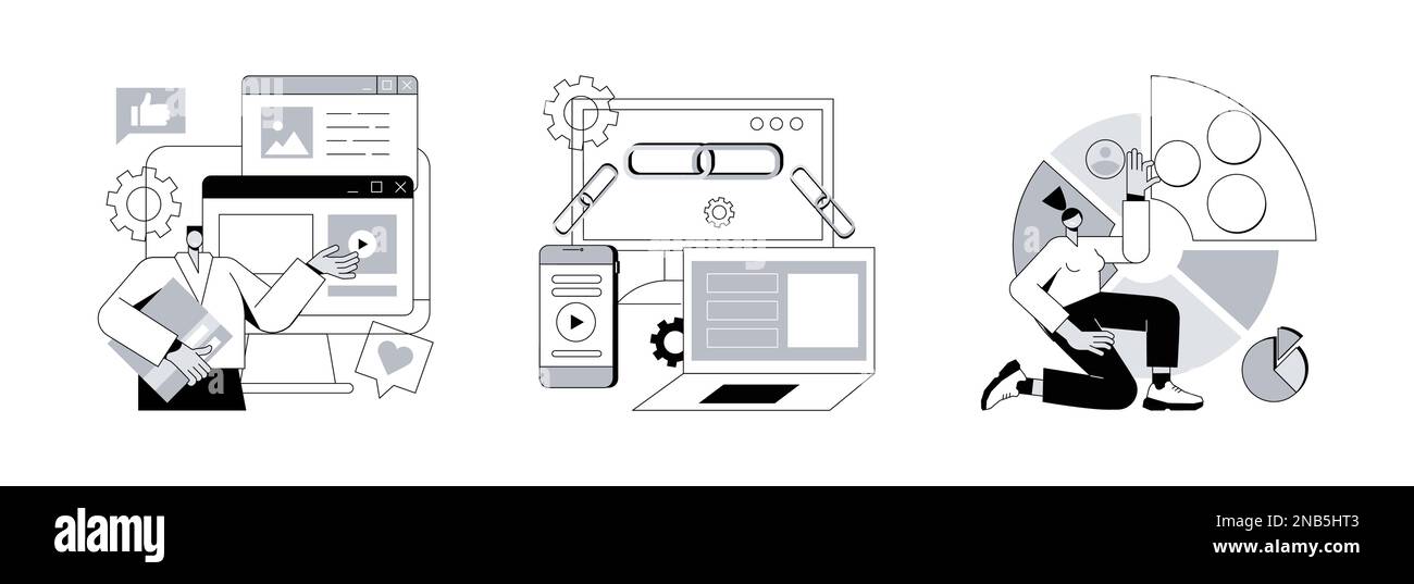 Content marketing abstract concept vector illustration set. Content ...
