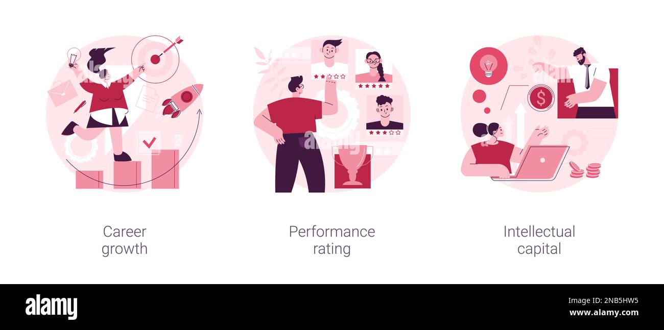 Employee efficiency abstract concept vector illustration set. Career ...
