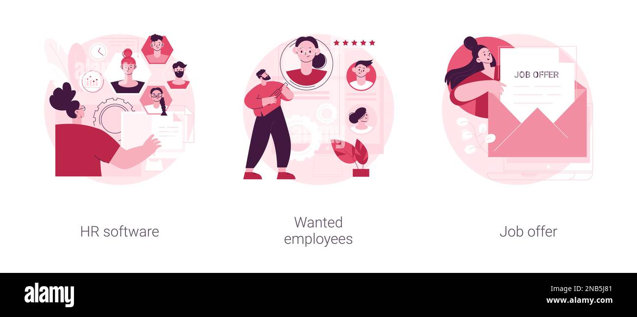 Human resources technology abstract concept vector illustration set. HR ...