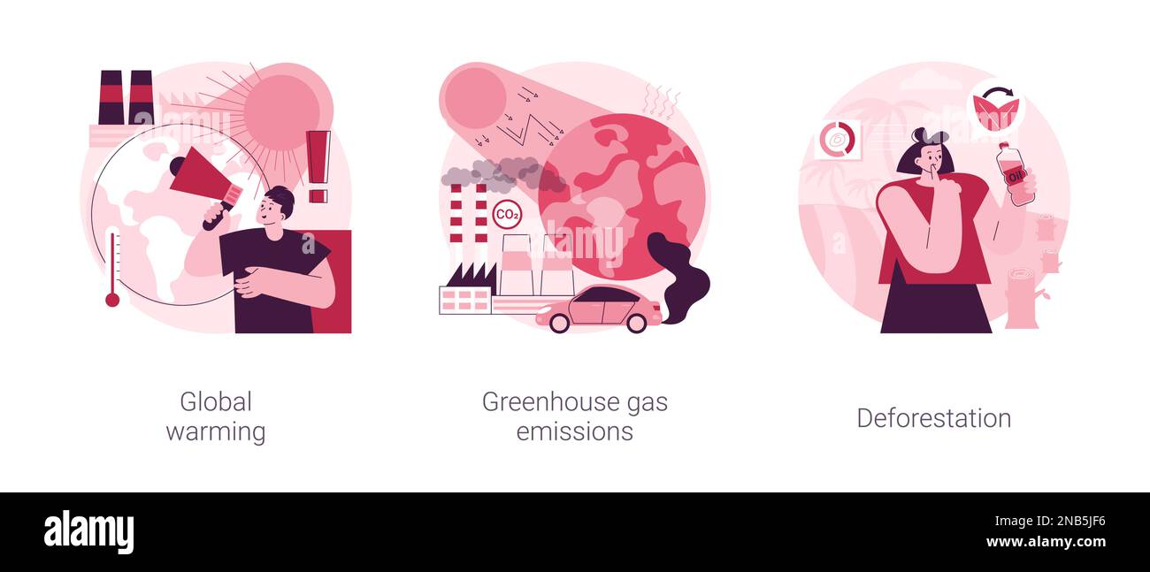 Environmental pollution abstract concept vector illustration set ...