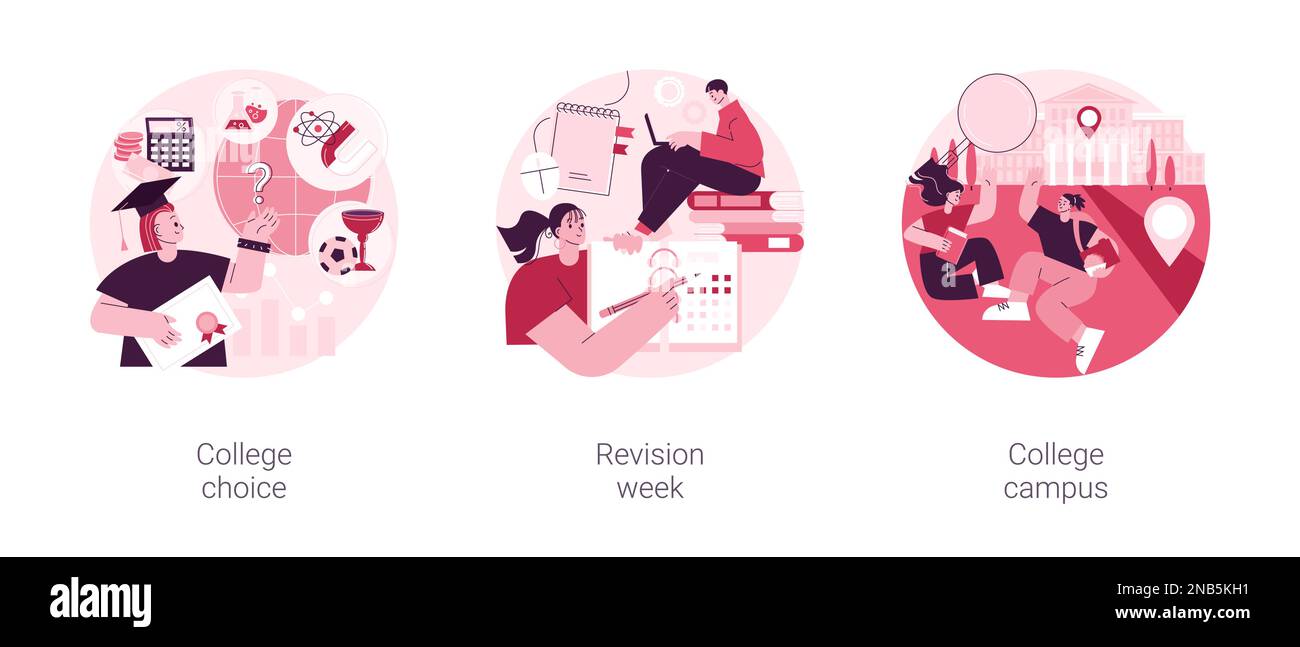 Career choice abstract concept vector illustration set. College choice ...