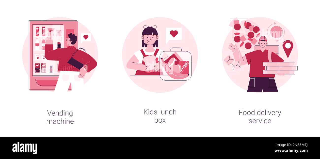 Take away lunch and snack abstract concept vector illustration set ...