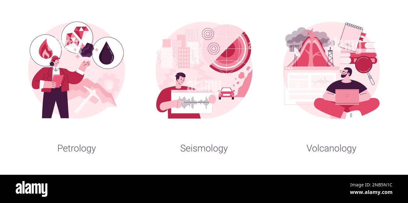 Geology science abstract concept vector illustration set. Petrology ...