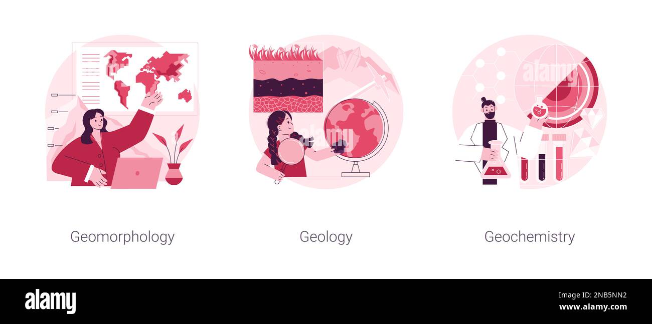 Earth science abstract concept vector illustration set. Geomorphology ...