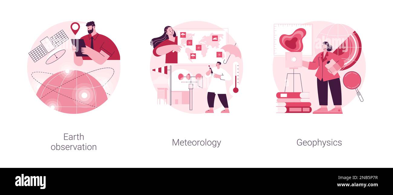 Planetary Science Abstract Concept Vector Illustration Set Earth Observation Meteorology And