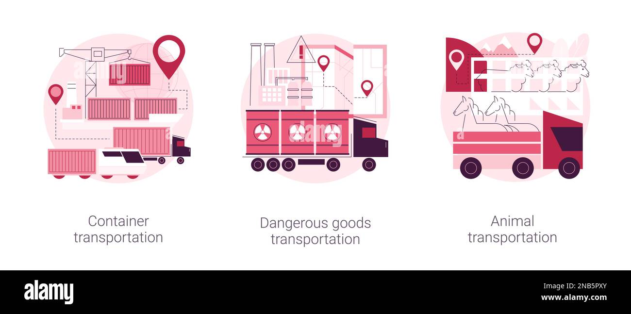 Cargo logistics abstract concept vector illustration set. Container ...