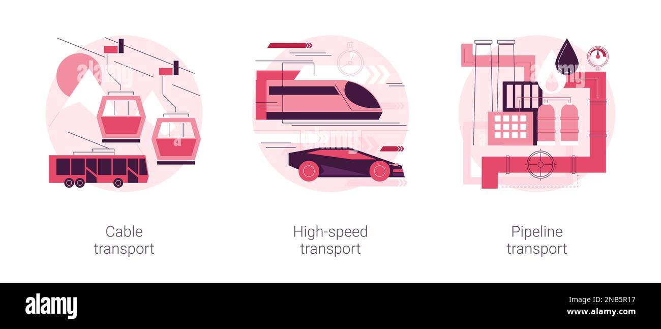 Transport modes abstract concept vector illustration set. Cable ...