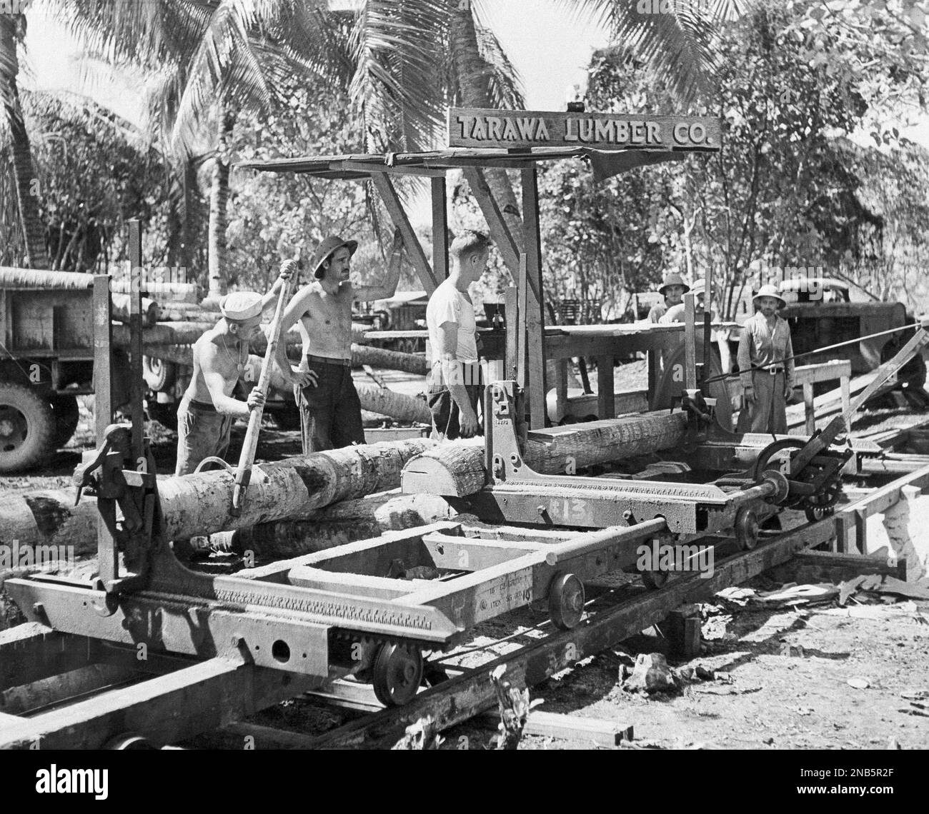 Tarawa lumber company sawmill in operation in the Gilbert Islands in 1944. (AP Photo/Pool/Life ...