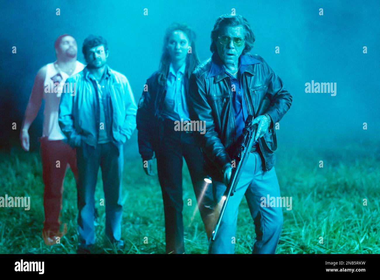 COCAINE BEAR, from left: O'Shea Jackson Jr., Alden Ehrenreich, Ayoola ...