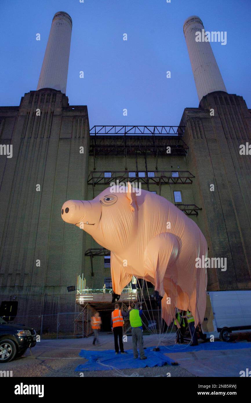 An inflatable pink pig, which was made famous on the sleeve of the 1976 ...