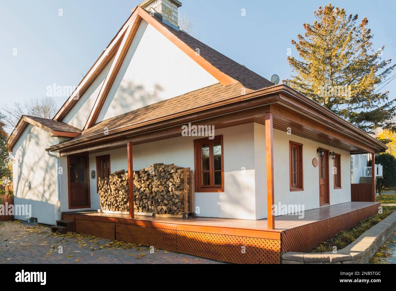 Old 1877 French regime style house facade with white stucco finish ...