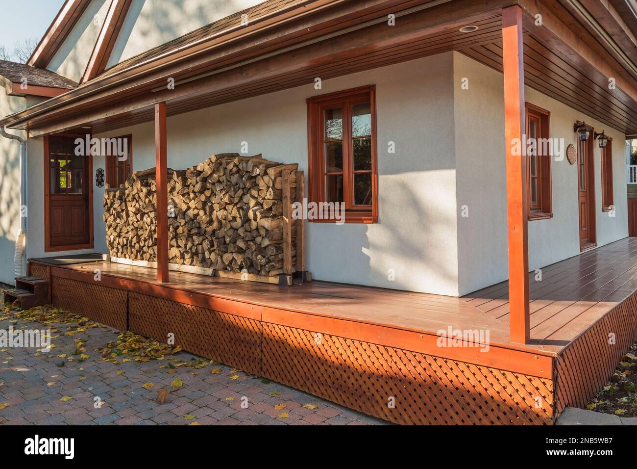 Old 1877 French regime style house facade with white stucco finish ...