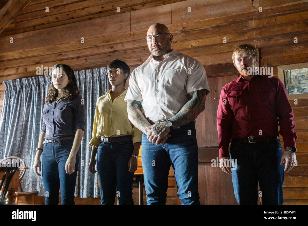 KNOCK AT THE CABIN, from left: Abby Quinn, Nikki Amuka-Bird, Dave ...