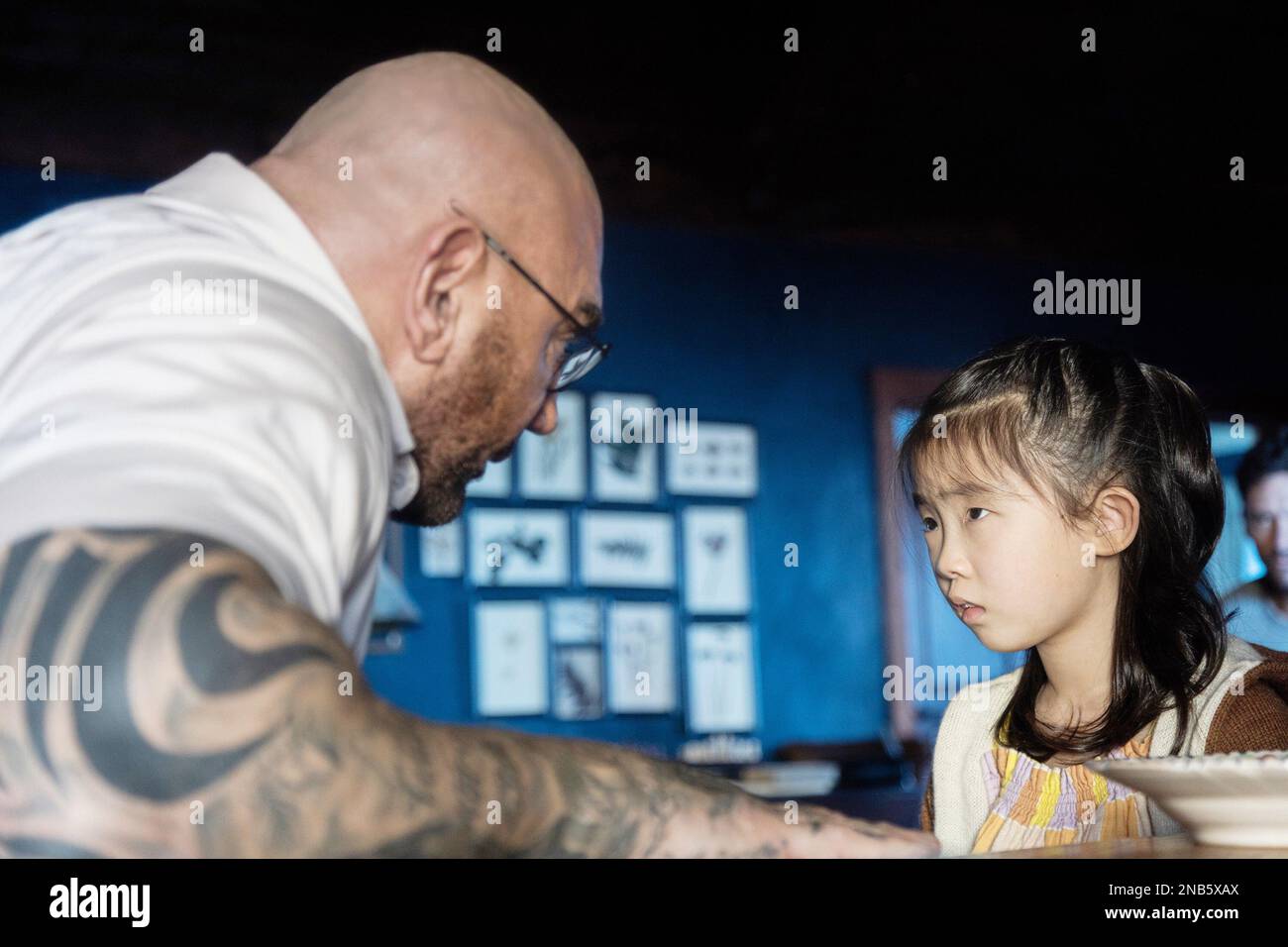 KNOCK AT THE CABIN, from left: Dave Bautista, Kristen Cui, 2023. ph ...