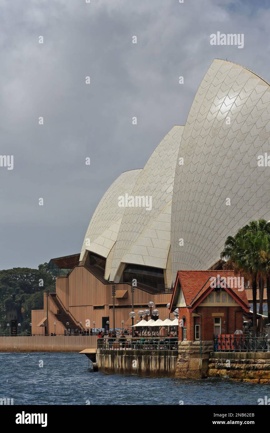 483 Side view of the Sydney Opera House podium and some shell roofs ...
