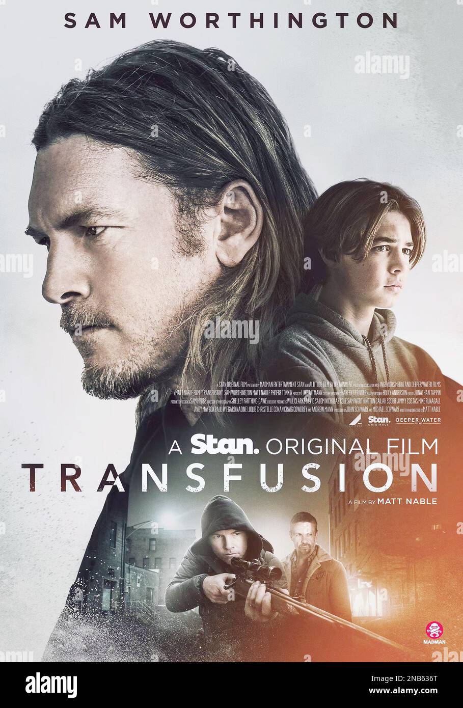 TRANSFUSION, poster, from left: Sam Worthington (top and bottom ...